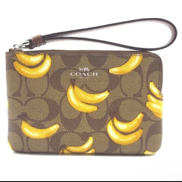 Bags | Coach Banana Print Wristlet Nwt | Poshmark